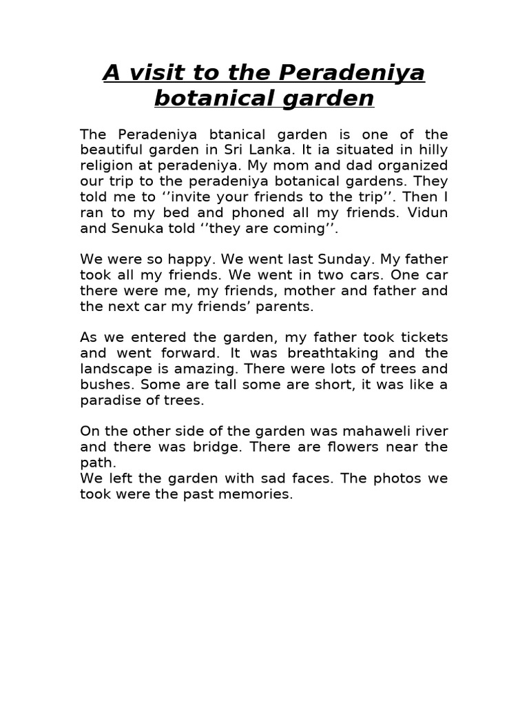 Visit to Peradeniya Botanical Garden | PDF