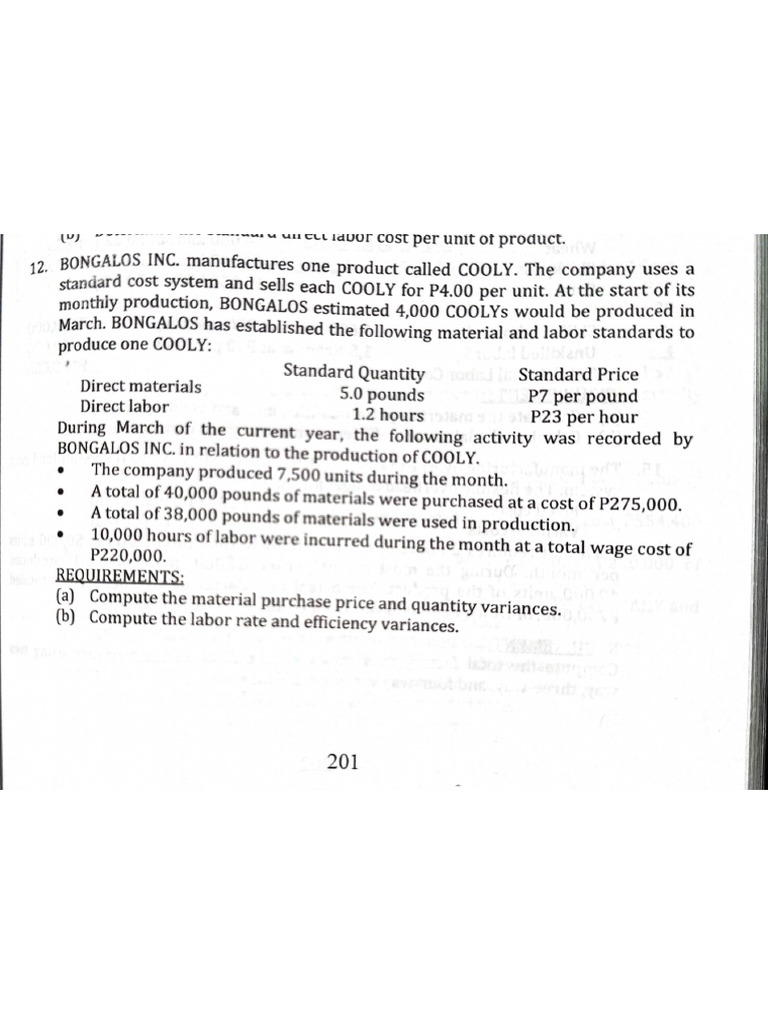 Guided Exercises Standard Costing | PDF