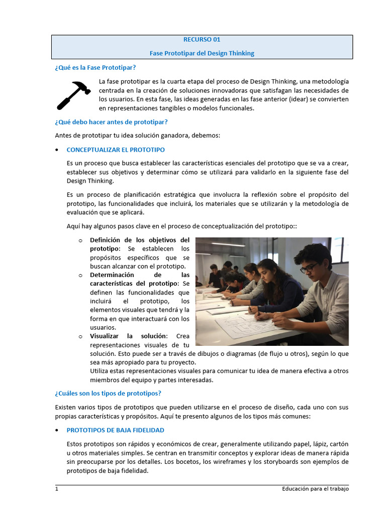 U1 s17 Guia de Aprendizaje Prototipar | PDF | El pensamiento de diseño
