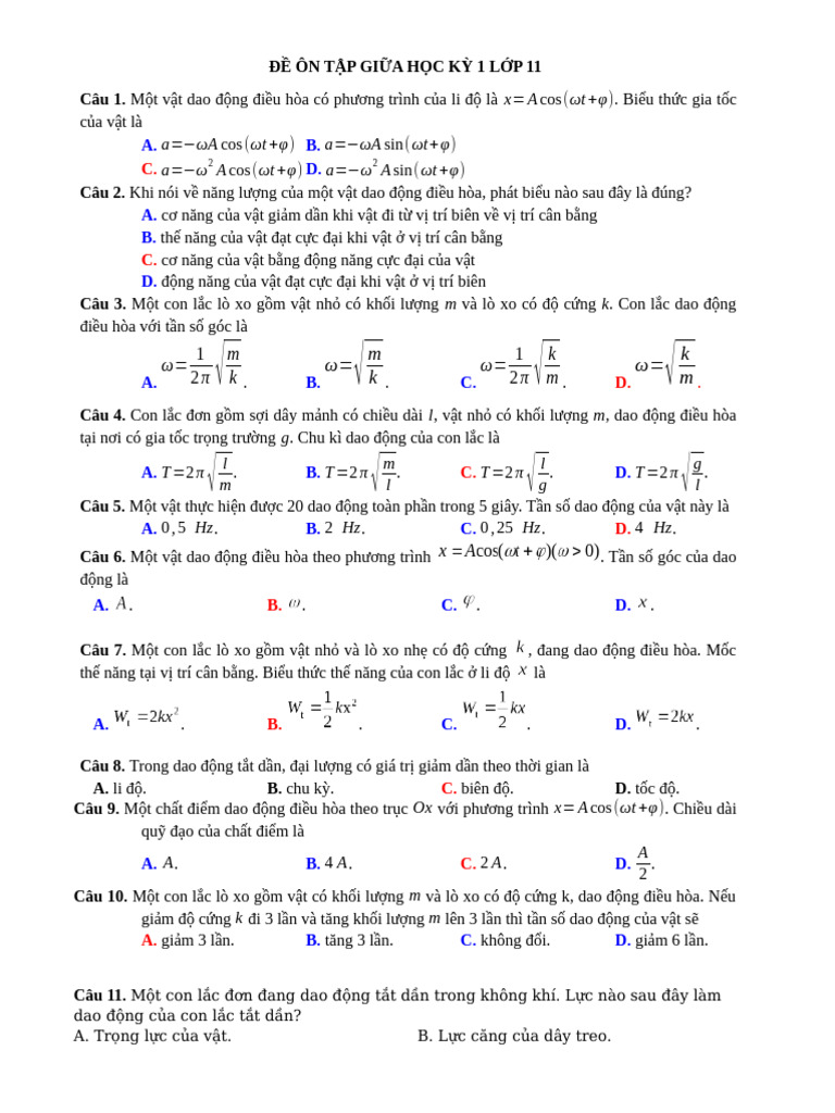 đề ôn GHKI 11 | PDF