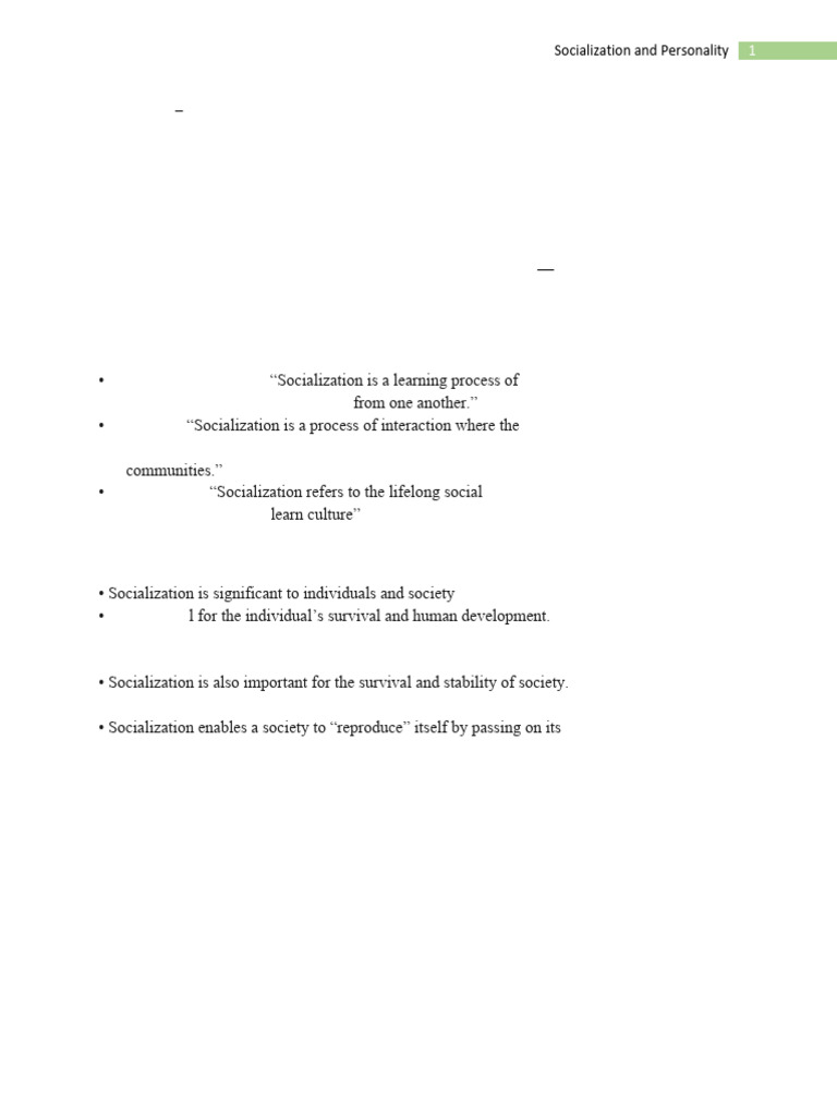 Socialization and personality development | PDF | Socialization ...