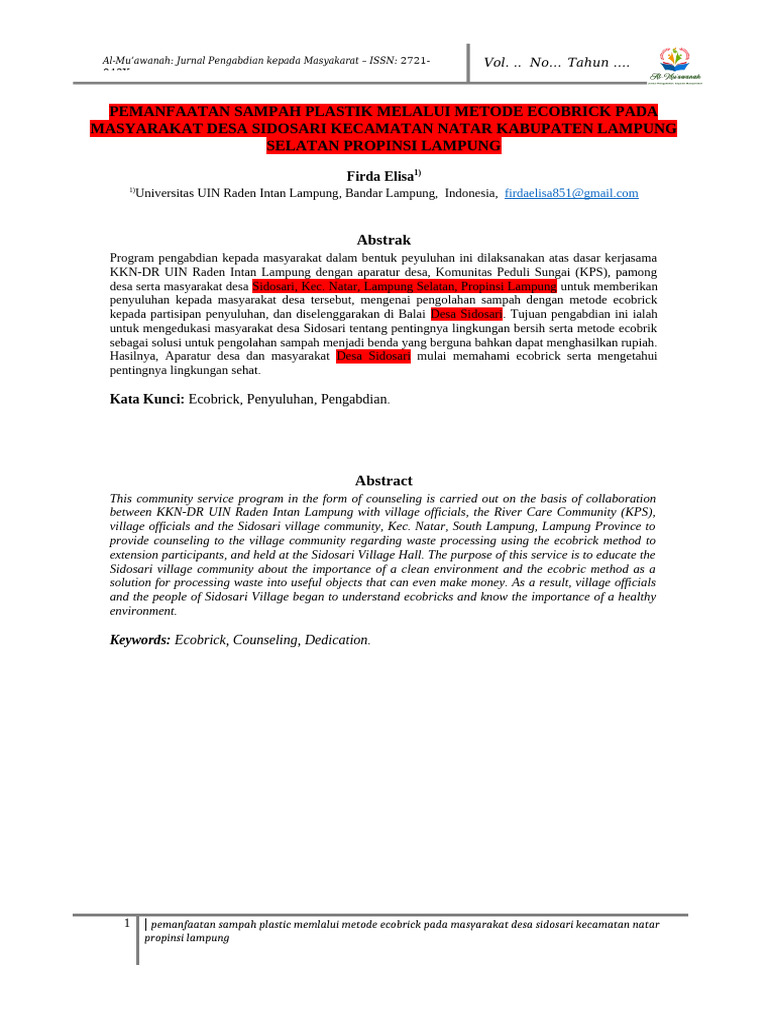 Ekobrik Firda Elisa | PDF