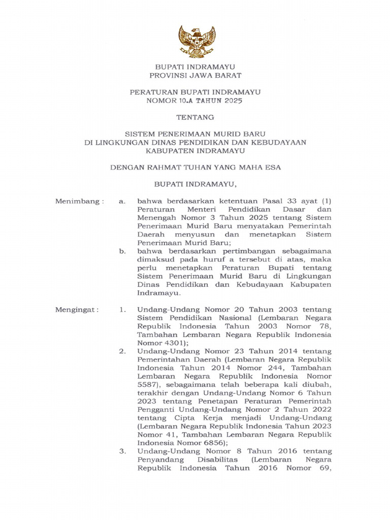 Perbup SPMB 2025 | PDF