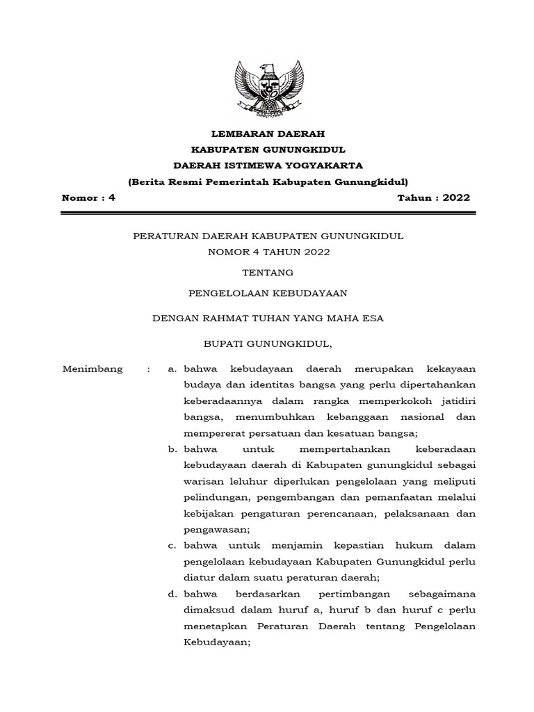 Perda No 4 Tahun 2022 | PDF