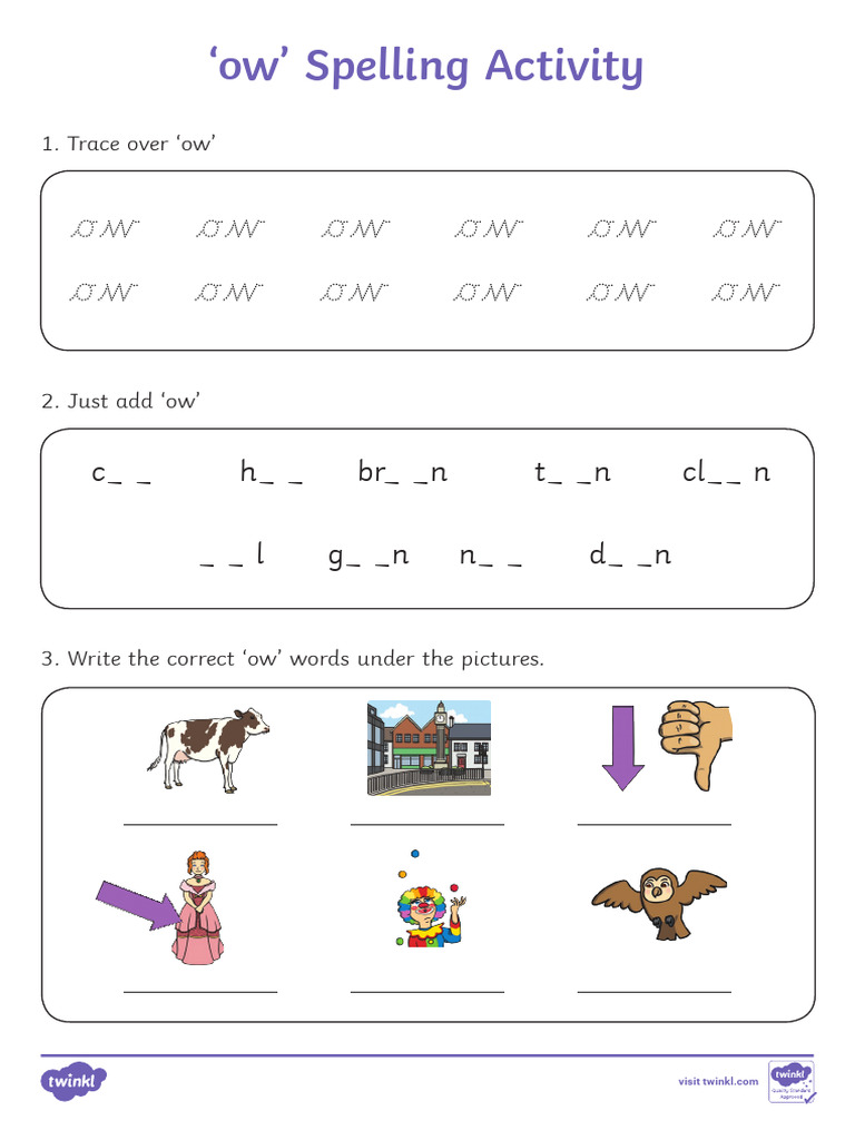 T L 4290 Ow Words Spelling Worksheet Ver 3 | PDF