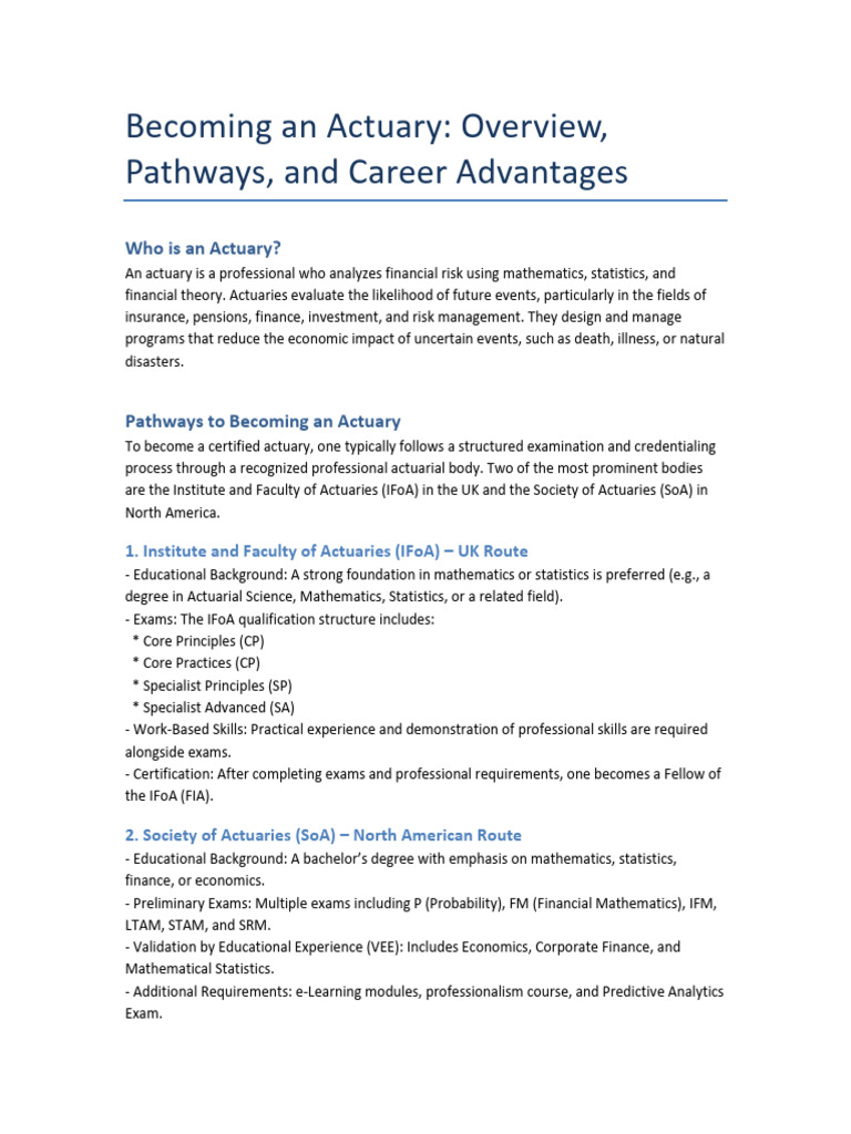Actuary Career Guide: Pathways & Benefits | PDF | Actuary | Insurance