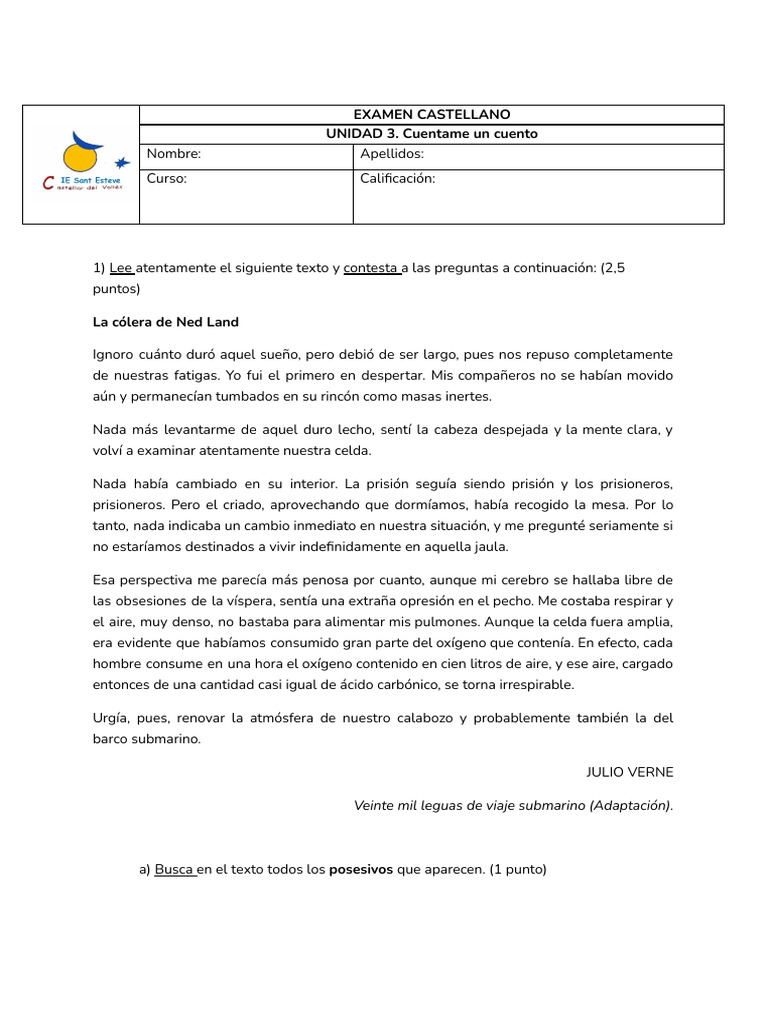 Ejercicio de Comprensión Lectora en Español | PDF