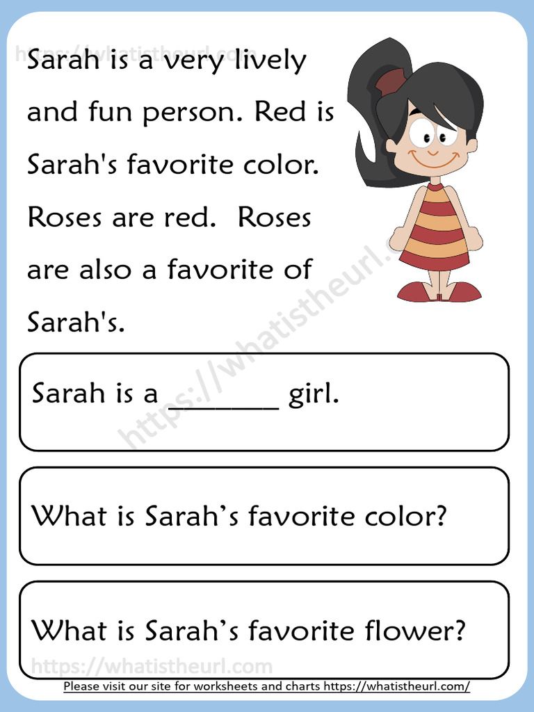 Sarah Kindergarten Reading Comprehension | PDF