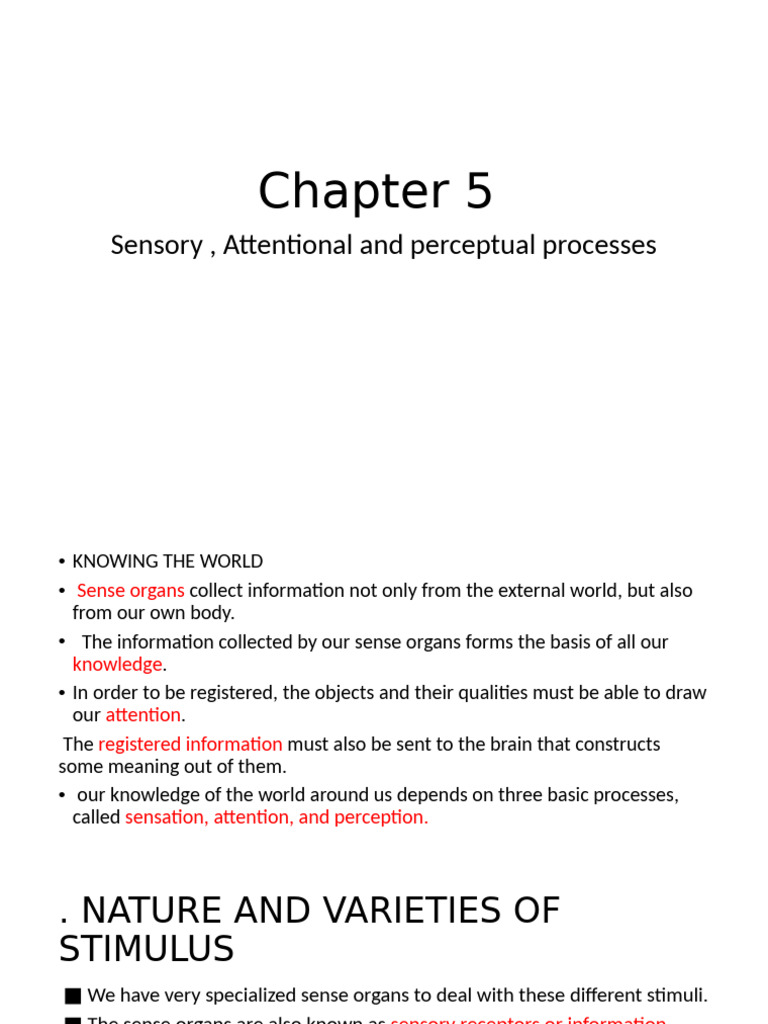 Chapter 5 11th Psychology | PDF | Senses | Attention Deficit Hyperactivity Disorder