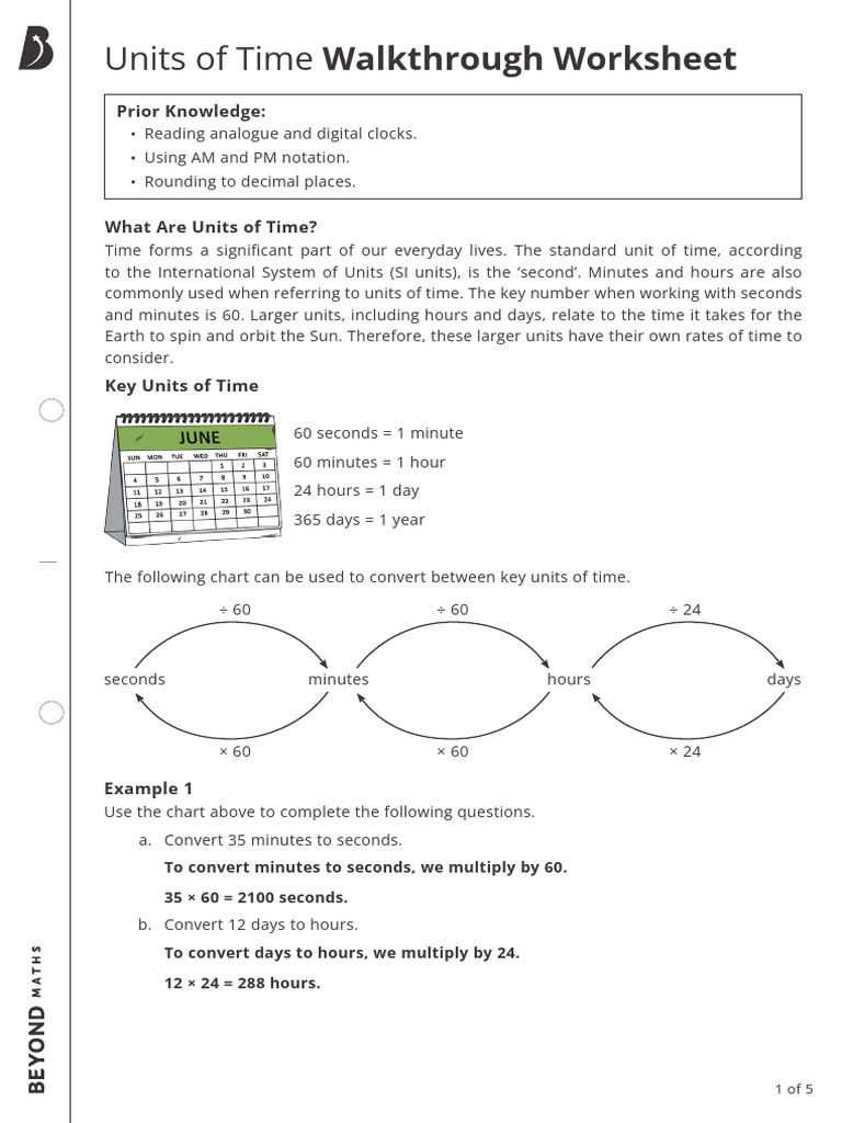 Units of Time Conversion Worksheet | PDF | Hour | Units Of Measurement