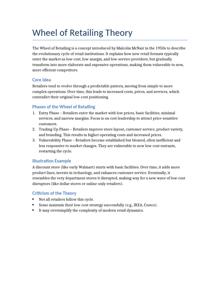 Wheel of Retailing Theory Explained | PDF
