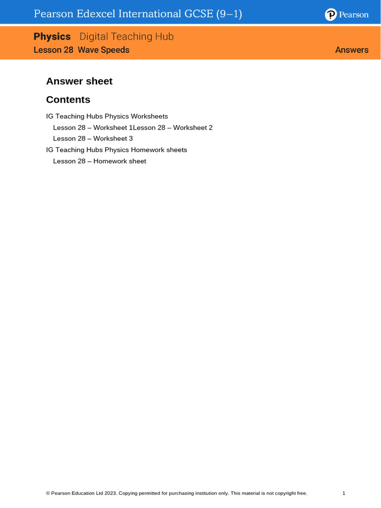 1721735127270-IG Physics Lesson28 Answer Sheet | PDF | Frequency | Waves