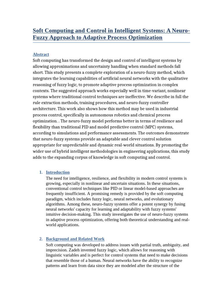 Neuro Fuzzy Control Paper | PDF | Fuzzy Logic | Control Theory