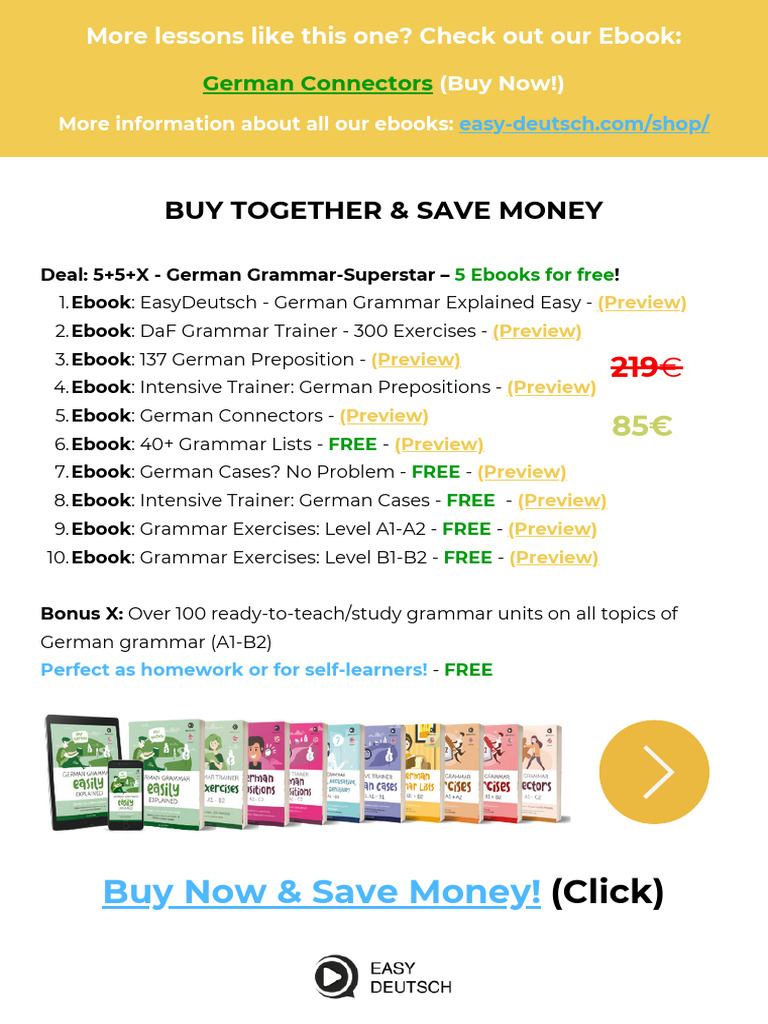 Preview 5 German Grammar Connectors | PDF | German Language | Semantic ...