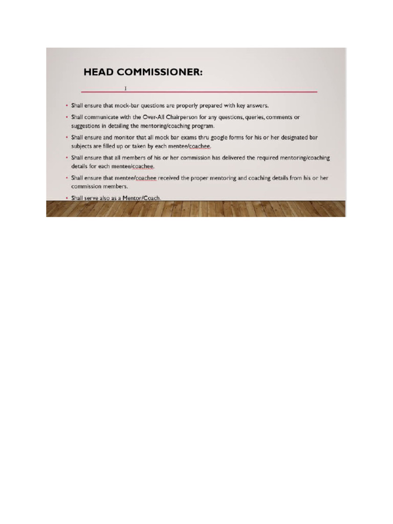Responsibilities of Head Commissioner | PDF