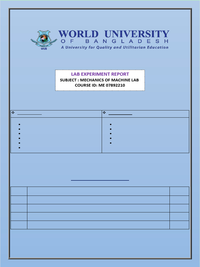 Mechanics Og Machine Lab Report PDF (1256) | PDF | Rotation Around A Fixed Axis | Gyroscope