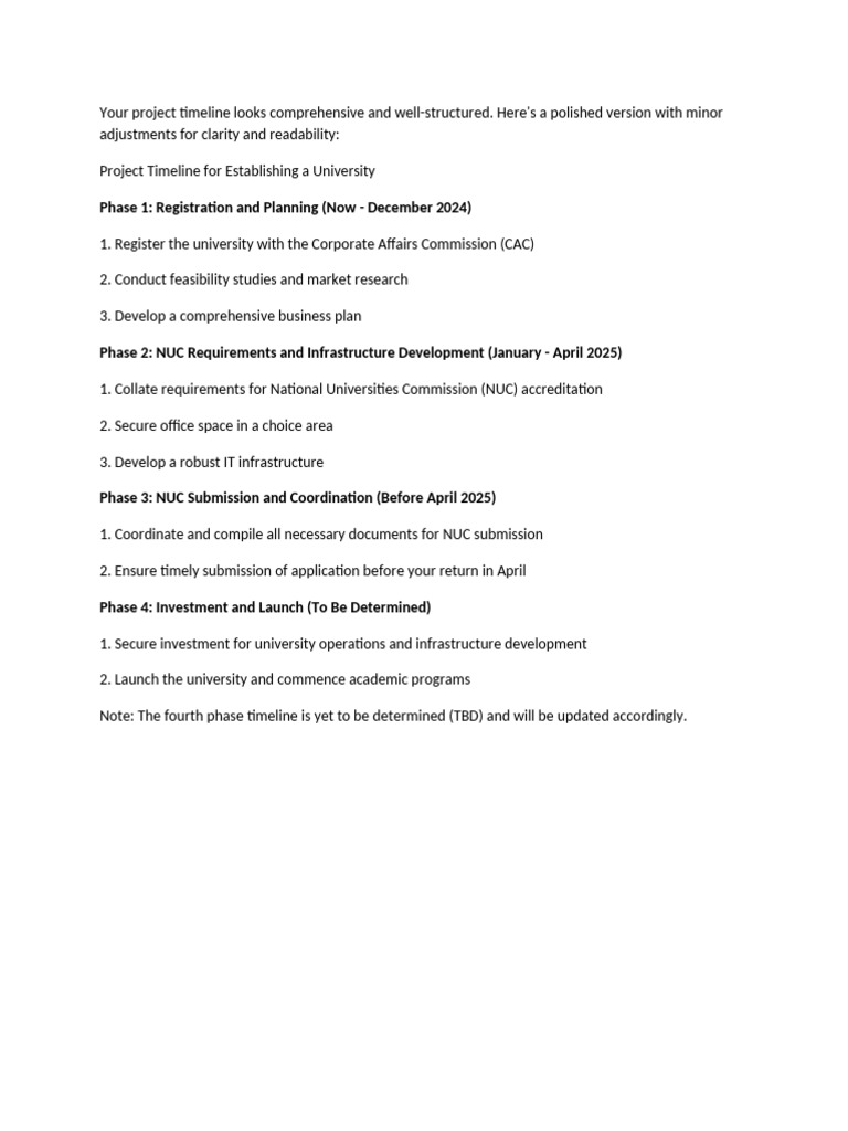Phase 1: Registration and Planning (Now - December 2024) | PDF