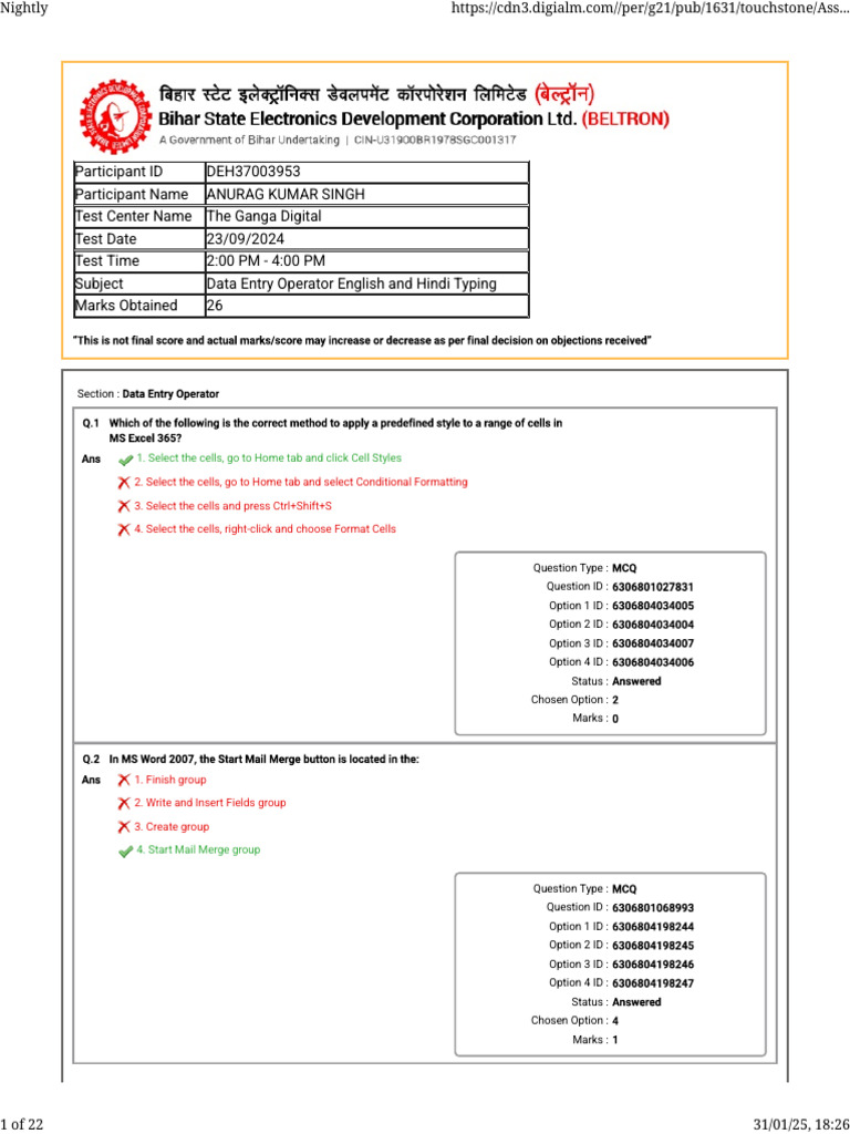 Beltron Answer Key 2024 | PDF | Random Access Memory | Read Only Memory
