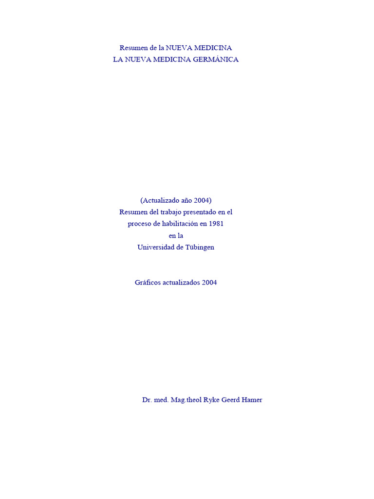 LIBRO Resúmen de La Nueva Medicina Germánica Del Dr. Hamer | PDF