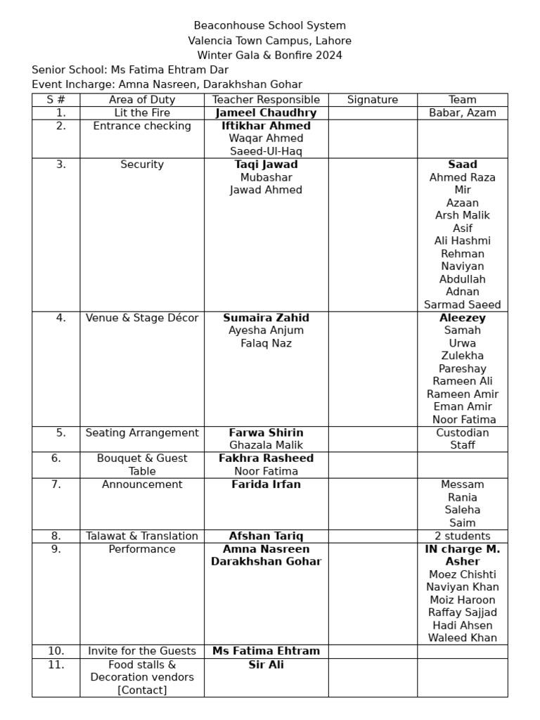 Beaconhouse Winter Gala 2024 Details | PDF