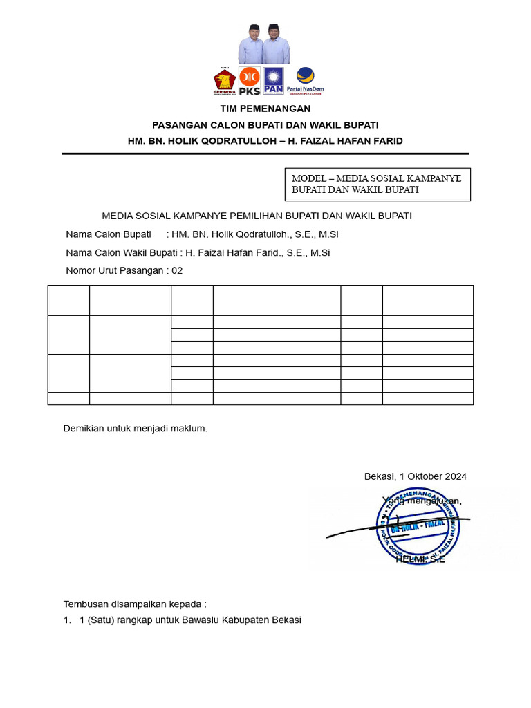Surat Media Sosial Kpu | PDF