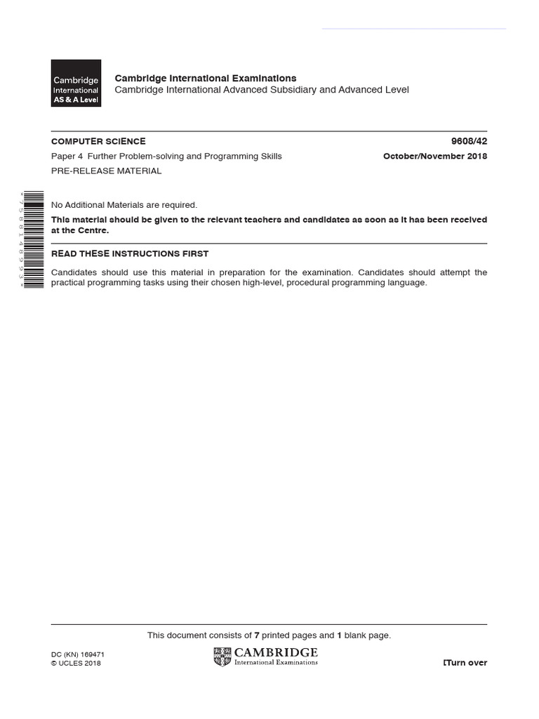 Cambridge International Advanced Subsidiary and Advanced Level | PDF ...