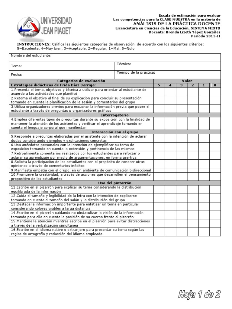 Formato Evaluacion Analisis de La Practica Docente | Maestros | Evaluación | Prueba gratuita de ...