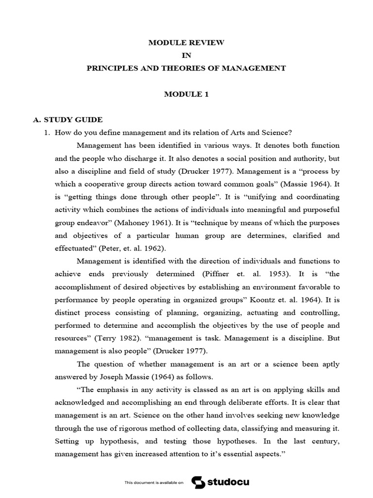 Management Principles Study Guide | PDF | System | Motivation