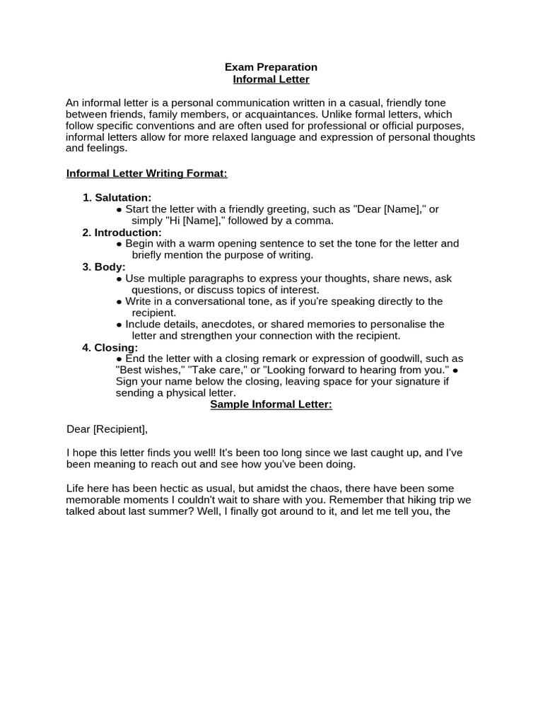 Letter on Exam Prep for Class 10 | PDF