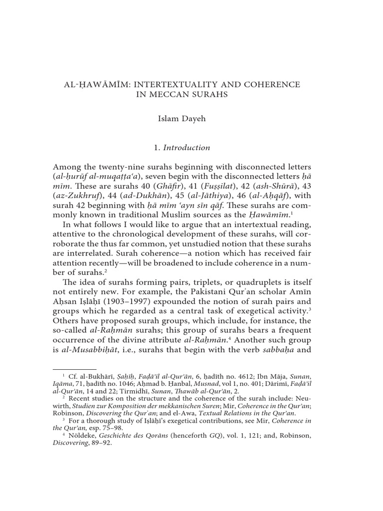 Islam Dayeh - Al-Ḥawāmīm; Intertextuality and Coherence in Meccan ...