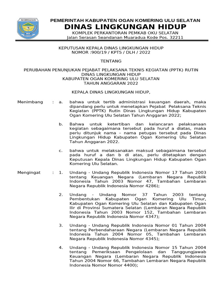 perubahan 2sk pptk 2022 perubahan 3 | PDF