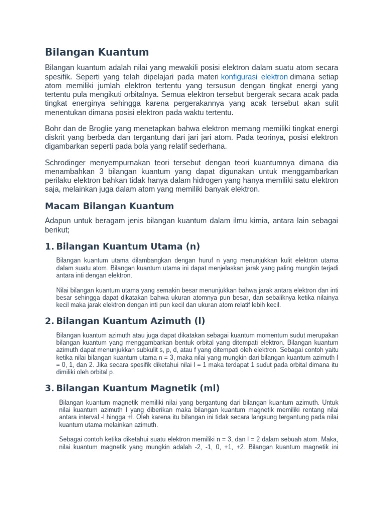 Bilangan Quantum | PDF