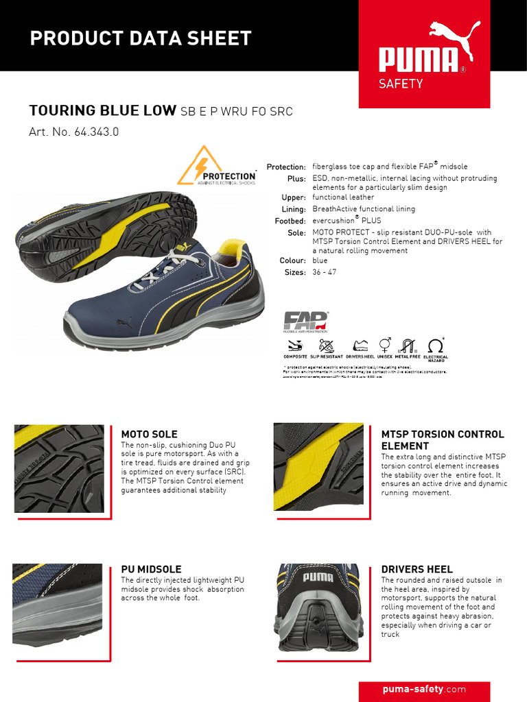 Puma Touring Blue Low-Datasheet | PDF | Shoe | Foot