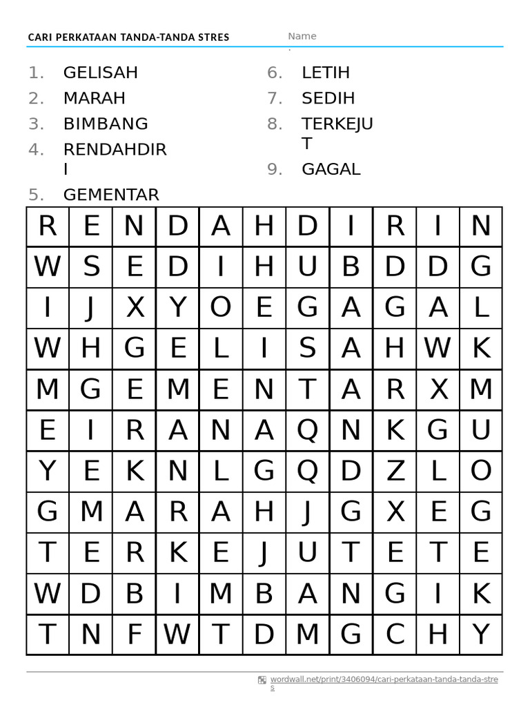 Cari Perkataan Tanda Tanda Stres | PDF