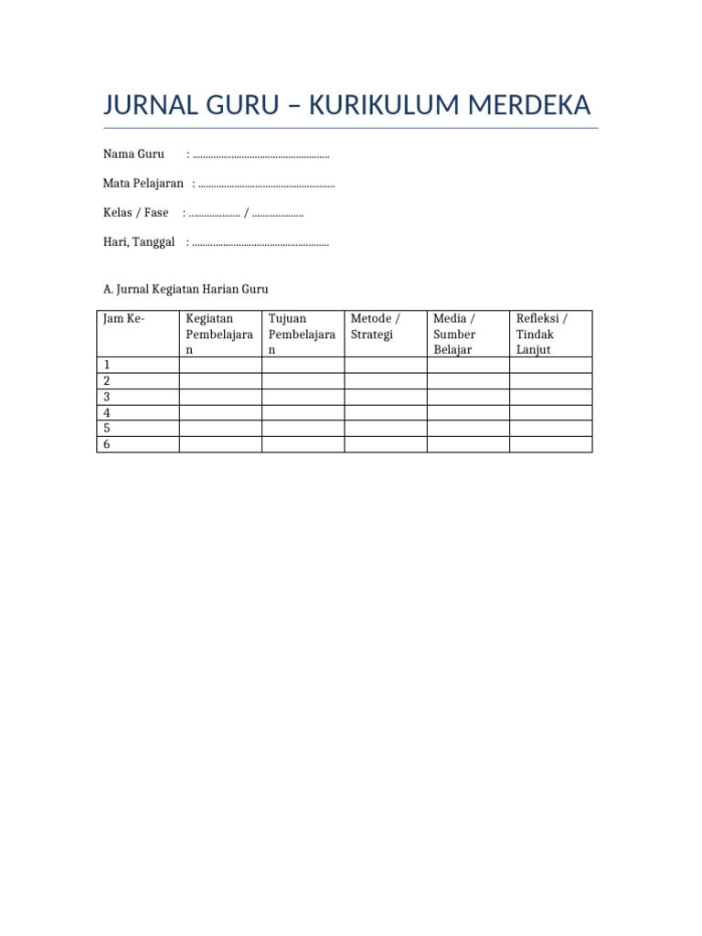 Jurnal Guru Kurikulum Merdeka | PDF