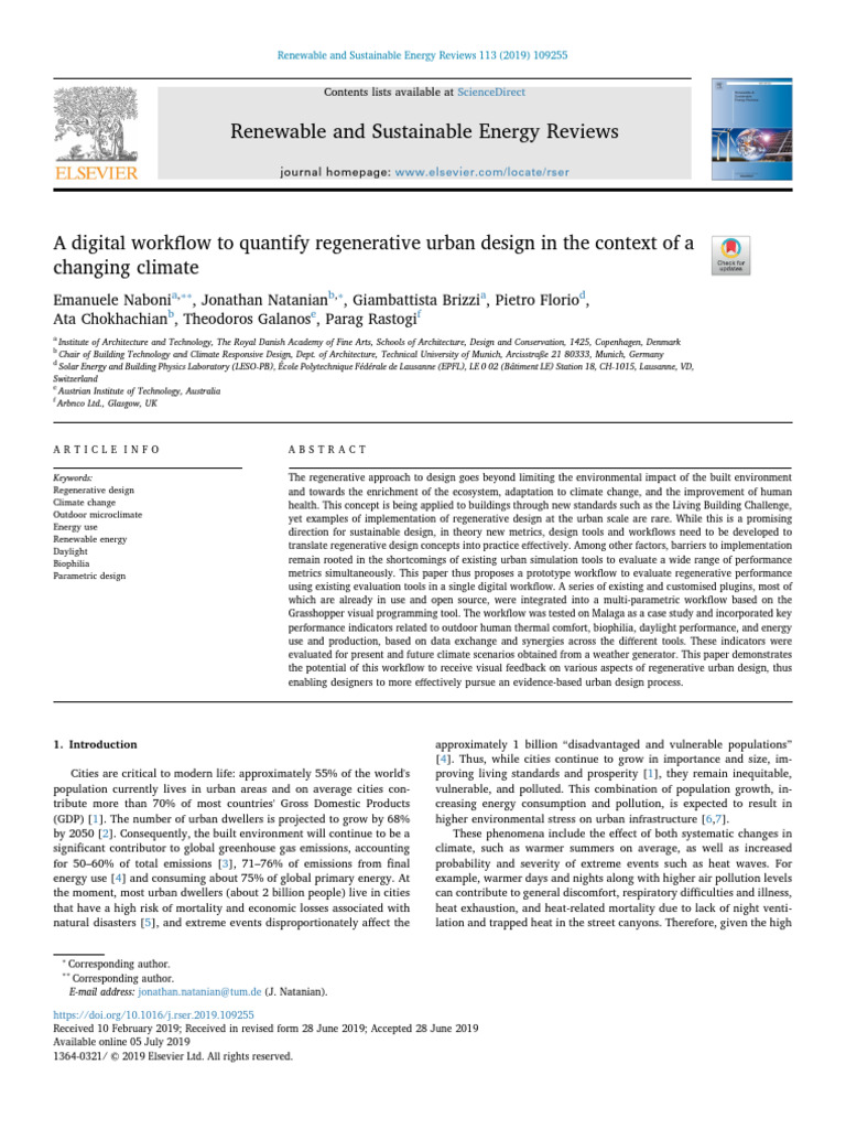 A Digital Workflow To Quantify Regenerative Urban Design in The Context ...