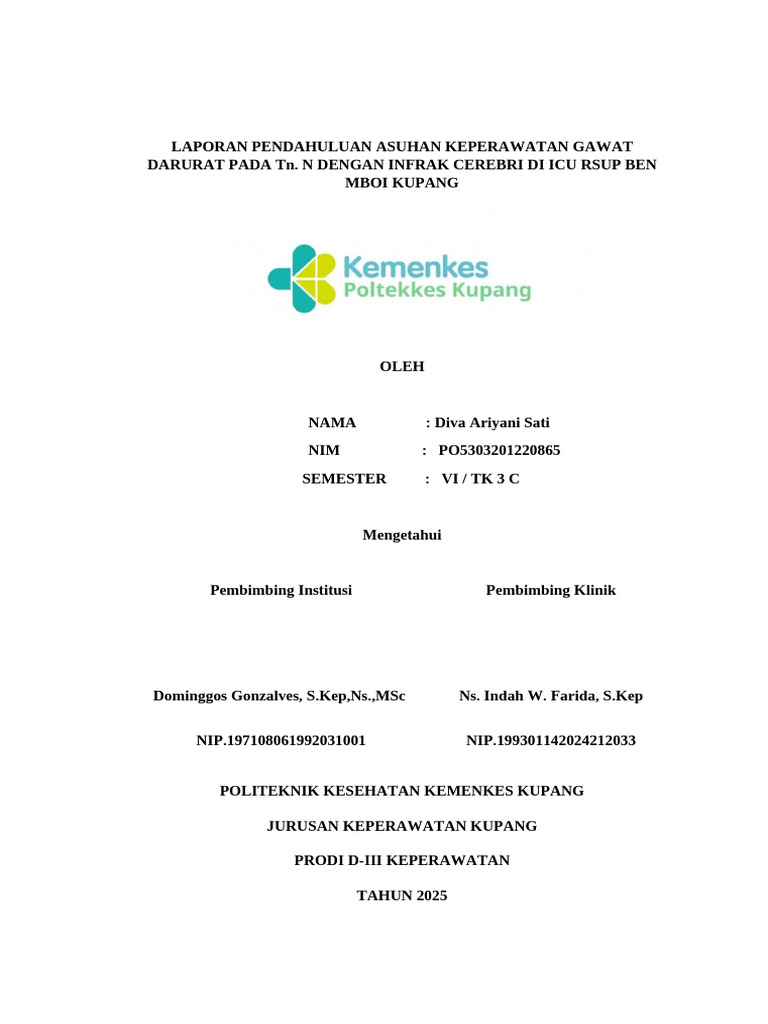 Asuhan Keperawatan Infark Cerebri di ICU | PDF