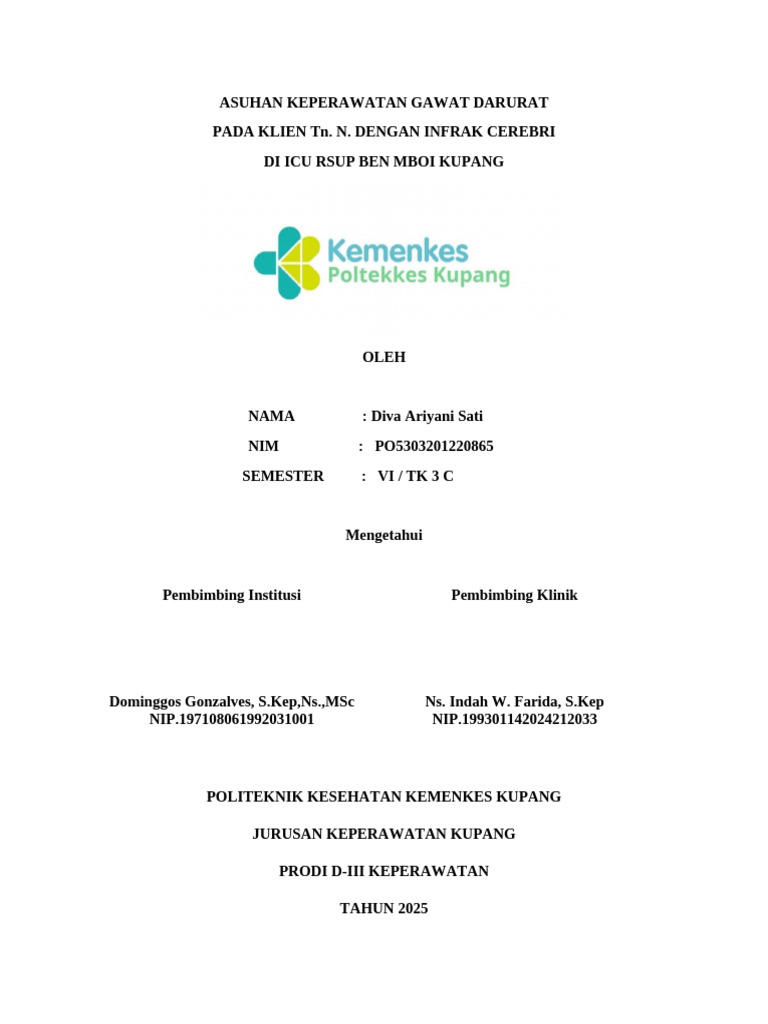 Asuhan Keperawatan Infark Cerebri ICU | PDF