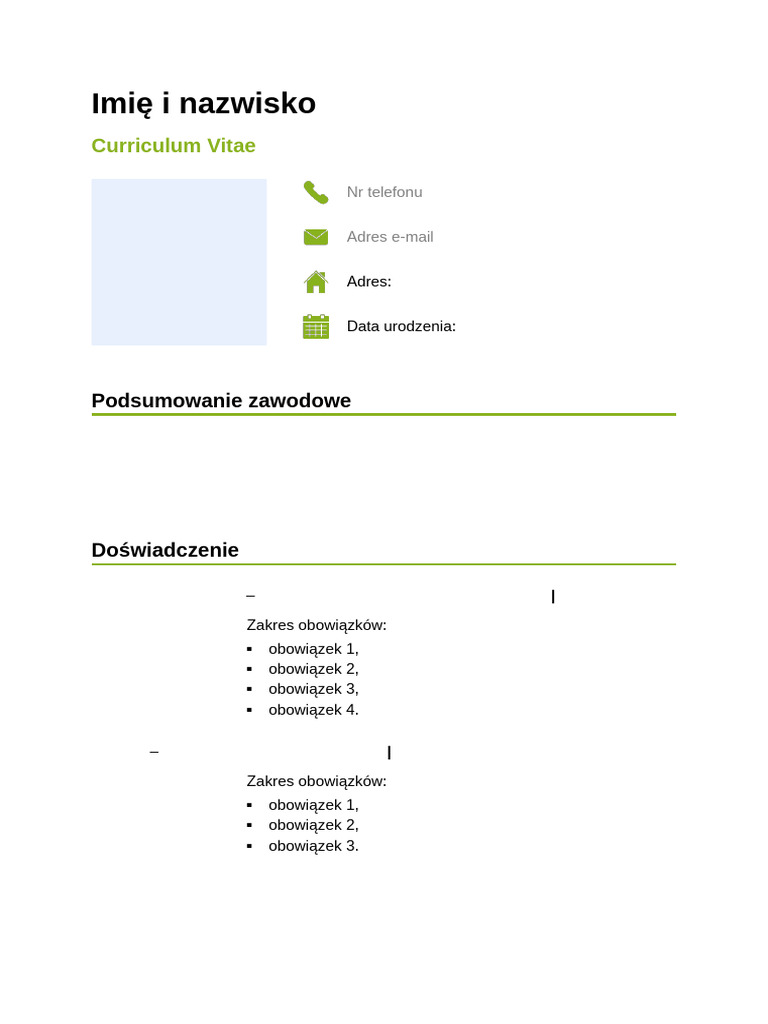 Szablon CV Ze Zdjeciem | PDF