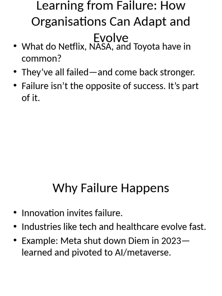 Learning From Failure Presentation With References | PDF