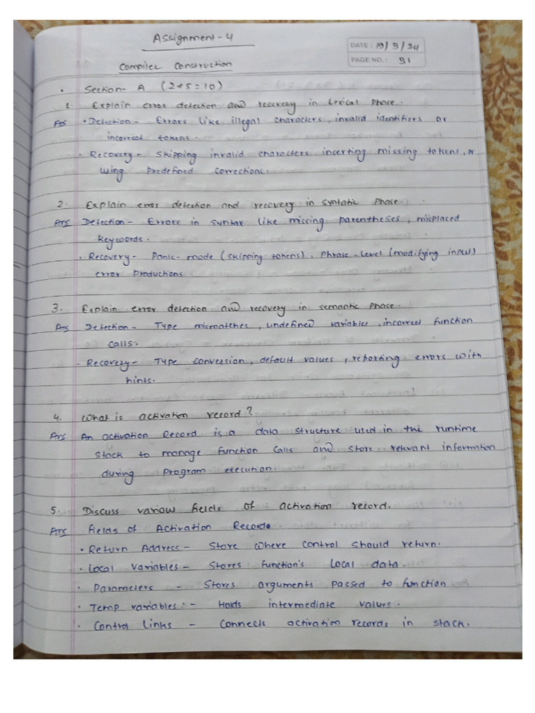 Compiler 4th Assignment Solutions | PDF