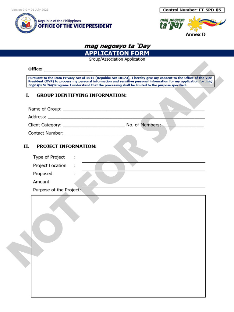MTD Annex D (Group and Association Application Form) - V. 0.0 | PDF