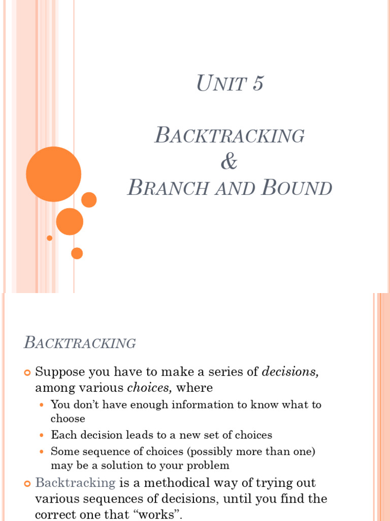 Backtracking and Branch & Bound DAA Unit 5 | PDF | Theoretical Computer Science | Algorithms And ...