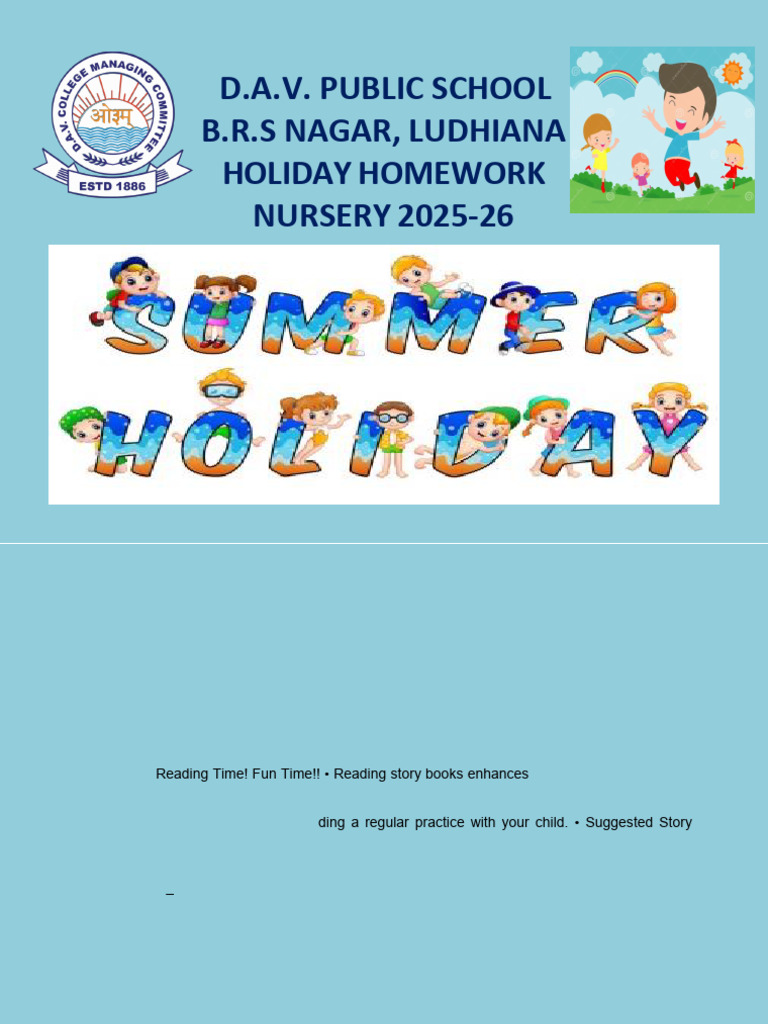 Dav Nursery Holiday Homework | PDF