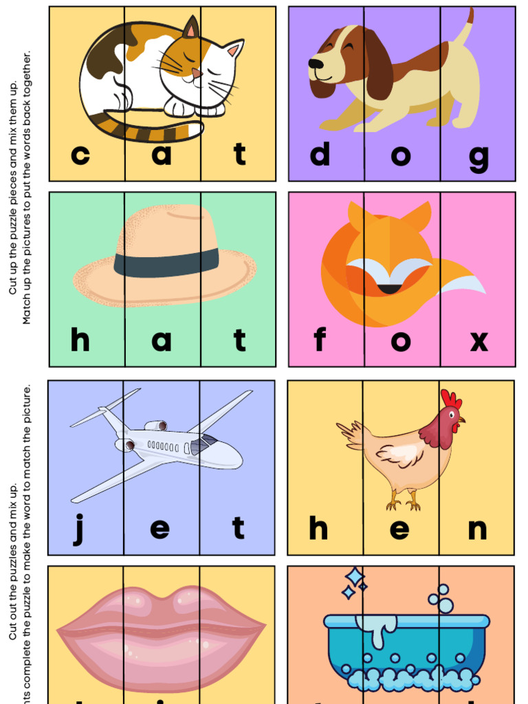 CVC Spelling Word Puzzle Flashcards 1 | PDF
