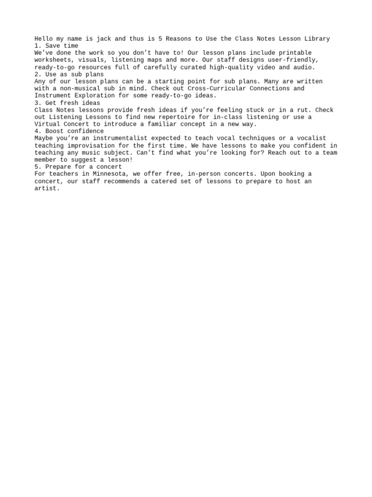 Hi My Name Is Jack Class Notes | PDF
