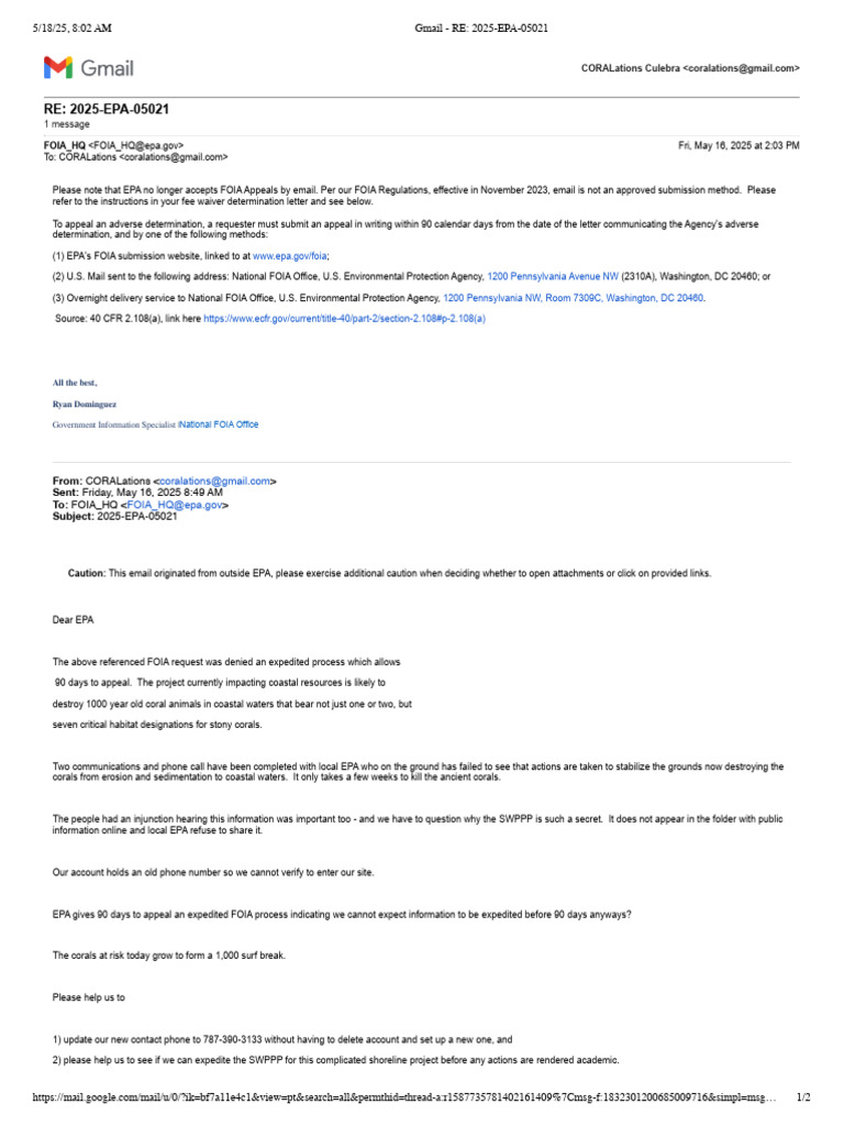EPA FOIA Appeal Process Update | PDF | Freedom Of Information Act ...