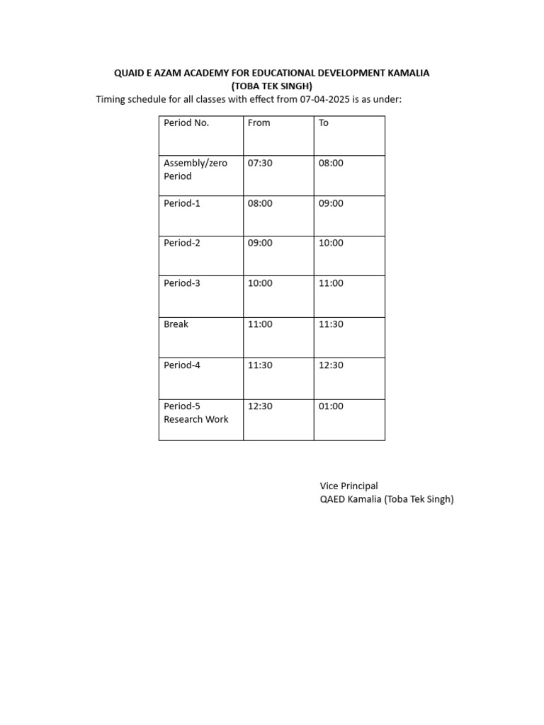 Time Table | PDF