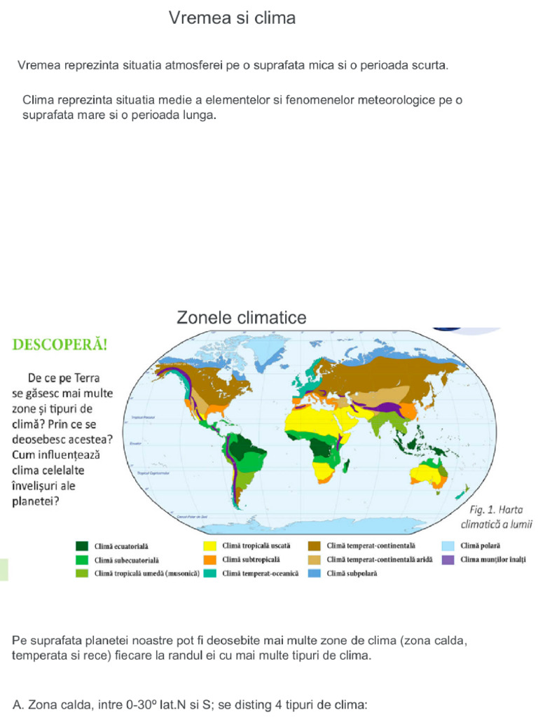 Vremea Si Clima. Zonele Climatice | PDF
