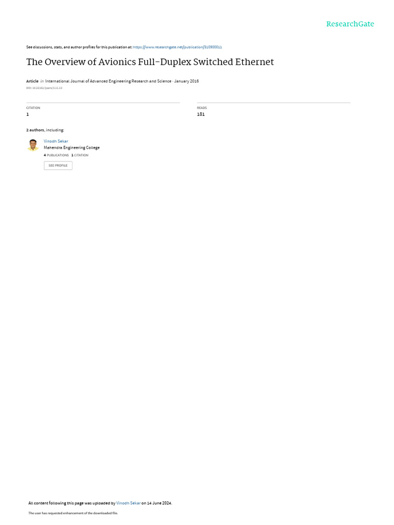 The Overview of Avionics Full Duplex | PDF | Computer Network | Internet Protocols